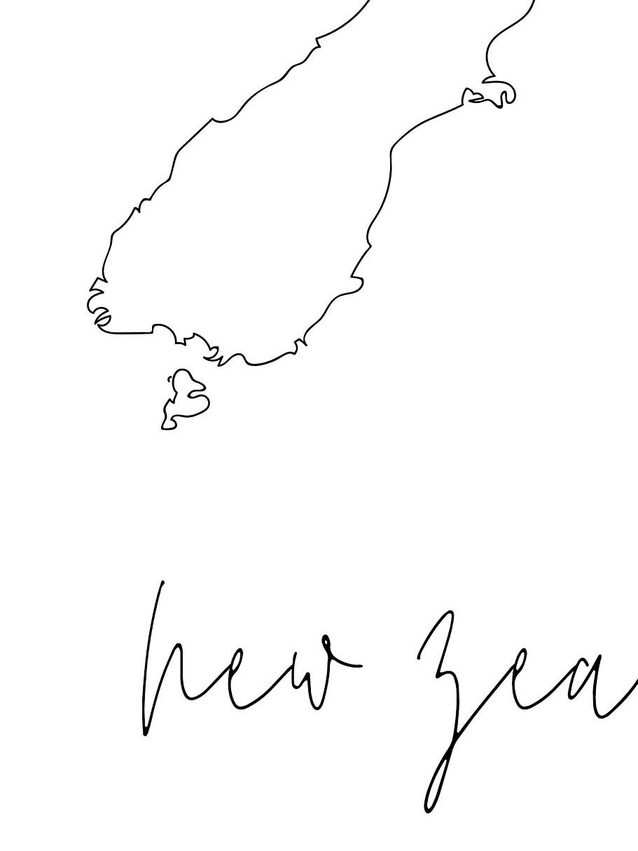 New Zealand Map Line Art Digital Printable, Instant Download Print, New ...