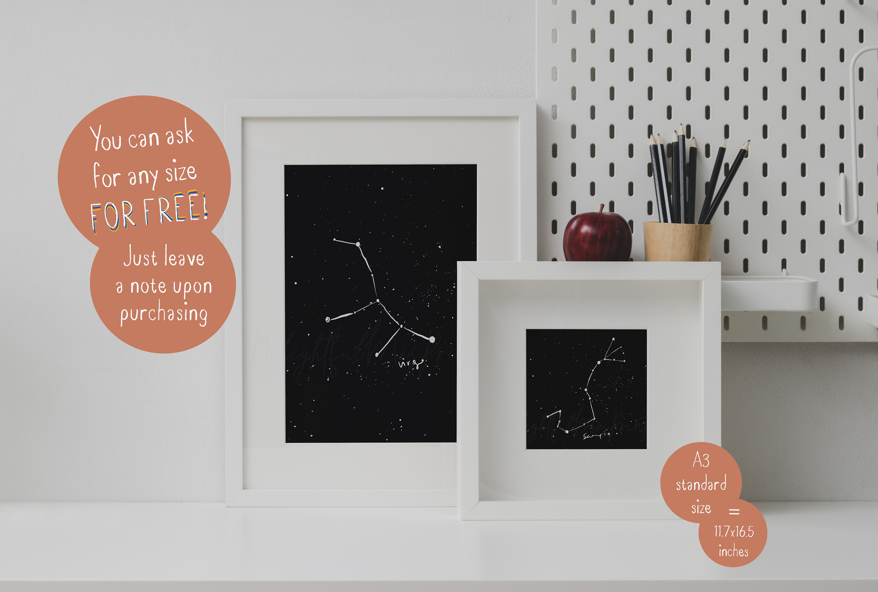 Set of 2 Zodiac Signs Digital Printables Bundle, Minimal Zodiac Art ...