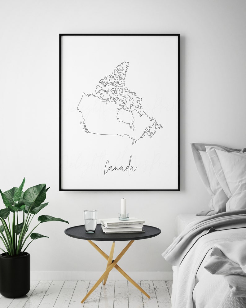 Canada Map Line Art Digital Printable, Instant Download Print, Canada ...