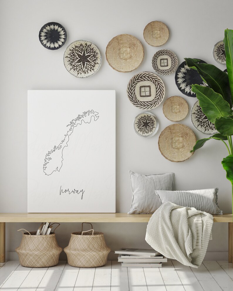 Norway Map Line Art Digital Printable, Instant Download Print, Norway ...