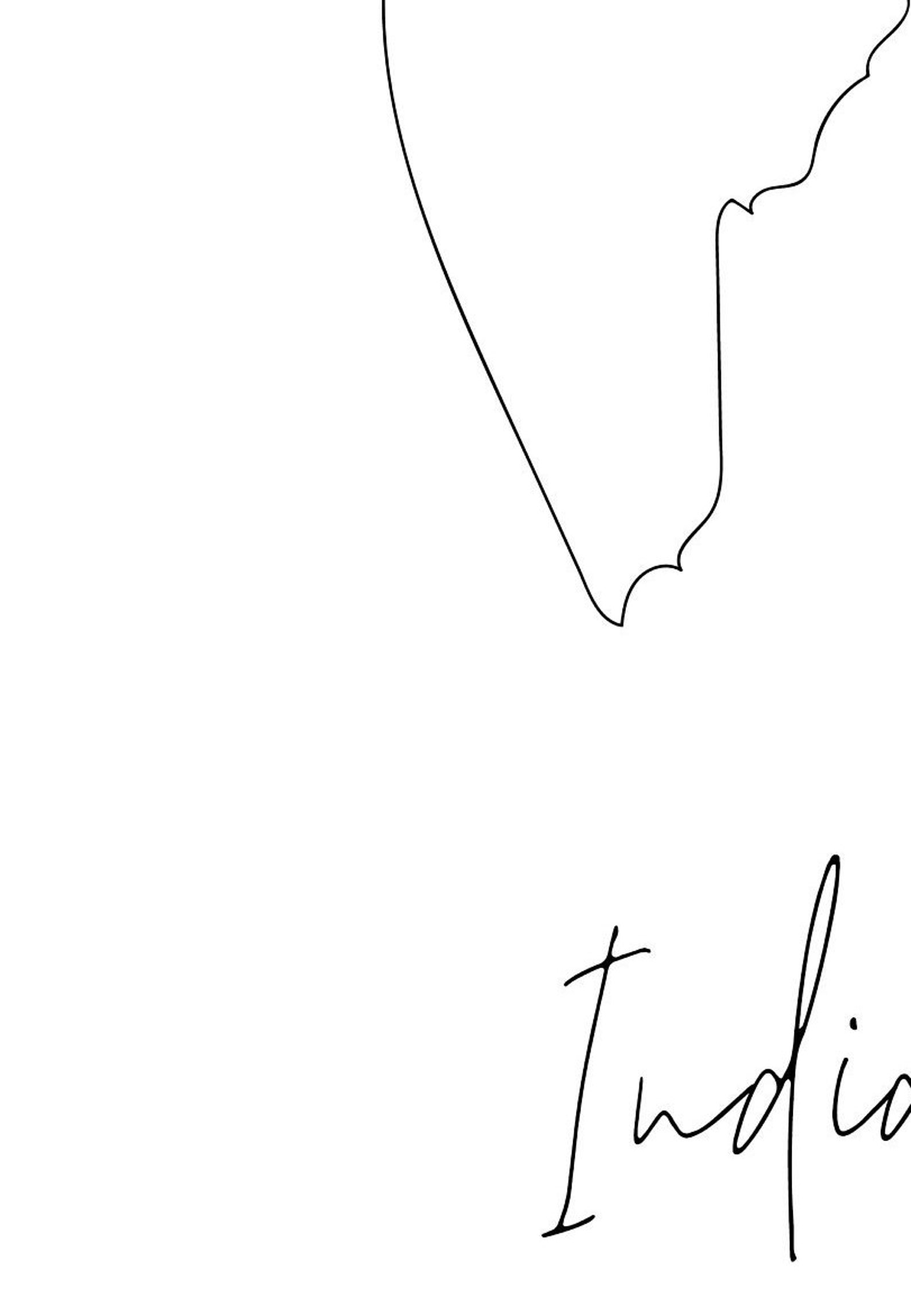 India Map Line Art Digital Printable, Instant Download Print, India ...