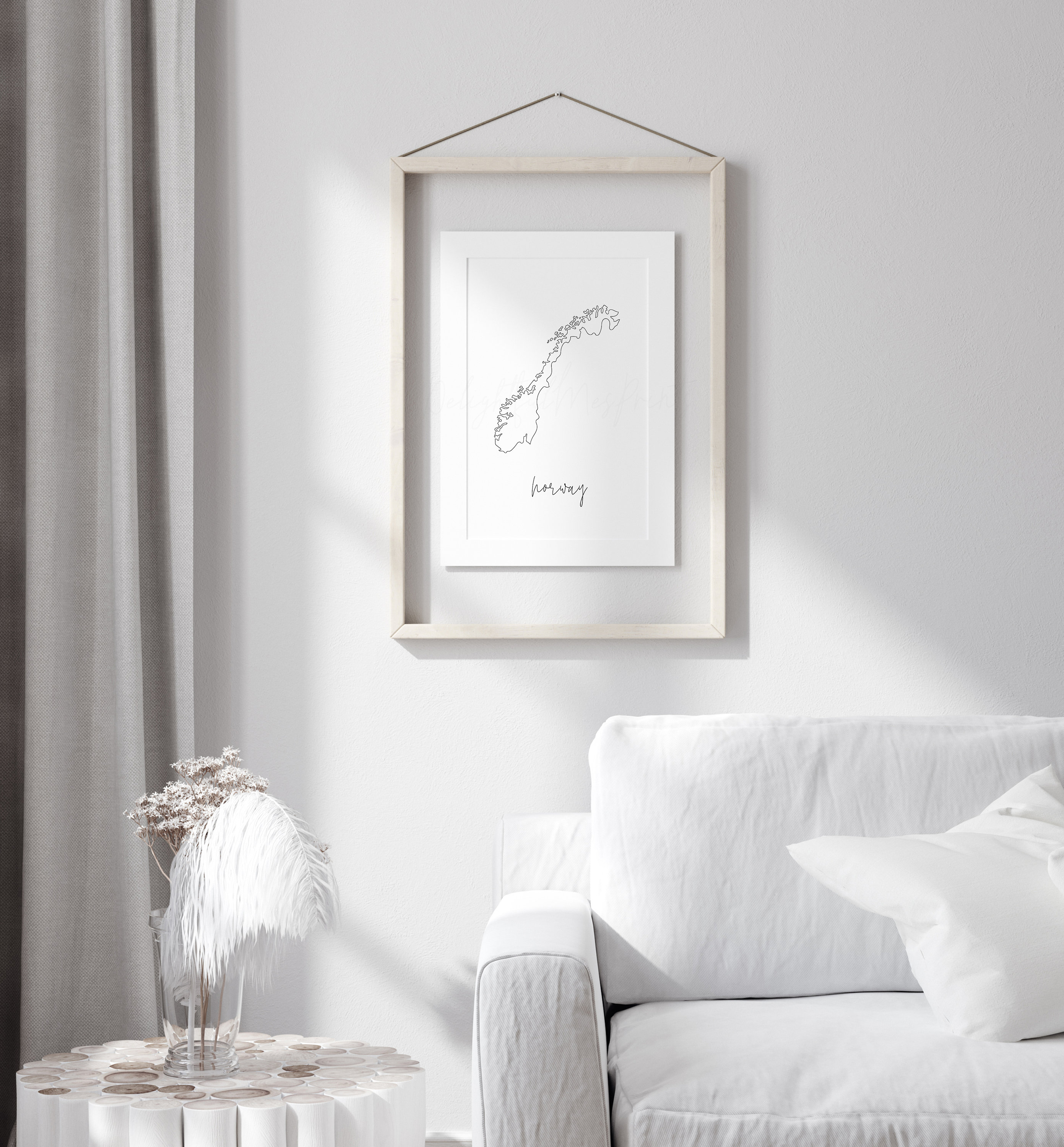 Norway Map Line Art Digital Printable, Instant Download Print, Norway ...