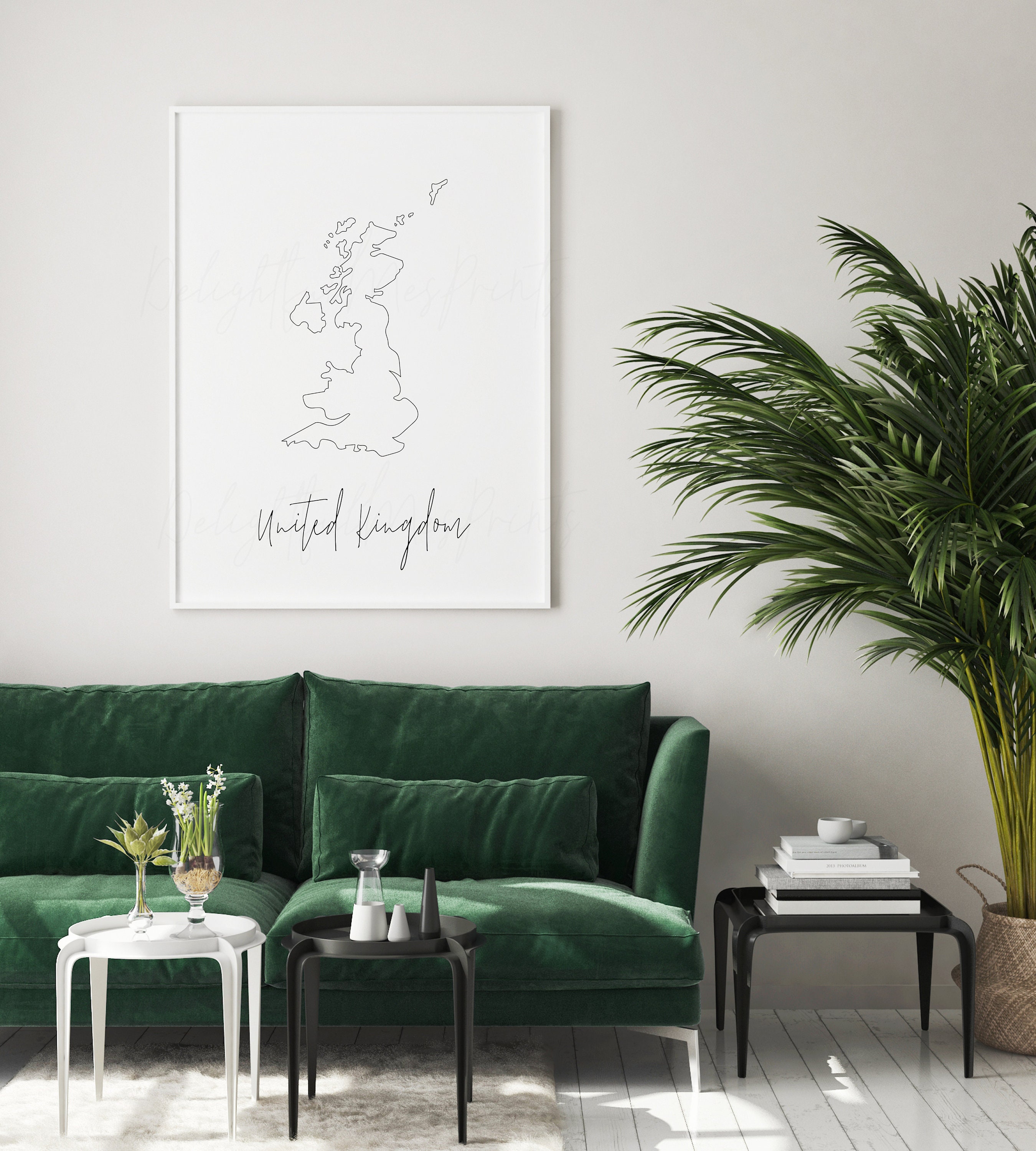 United Kingdom Map Line Art Digital Printable, Instant Download Print ...