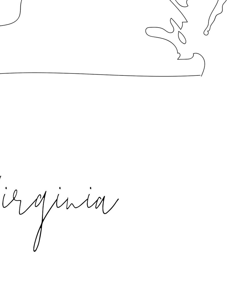 Virginia State Map Line Art Digital Printable, Instant Download Print ...