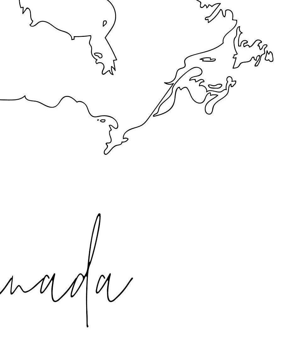Canada Map Line Art Digital Printable, Instant Download Print, Canada ...