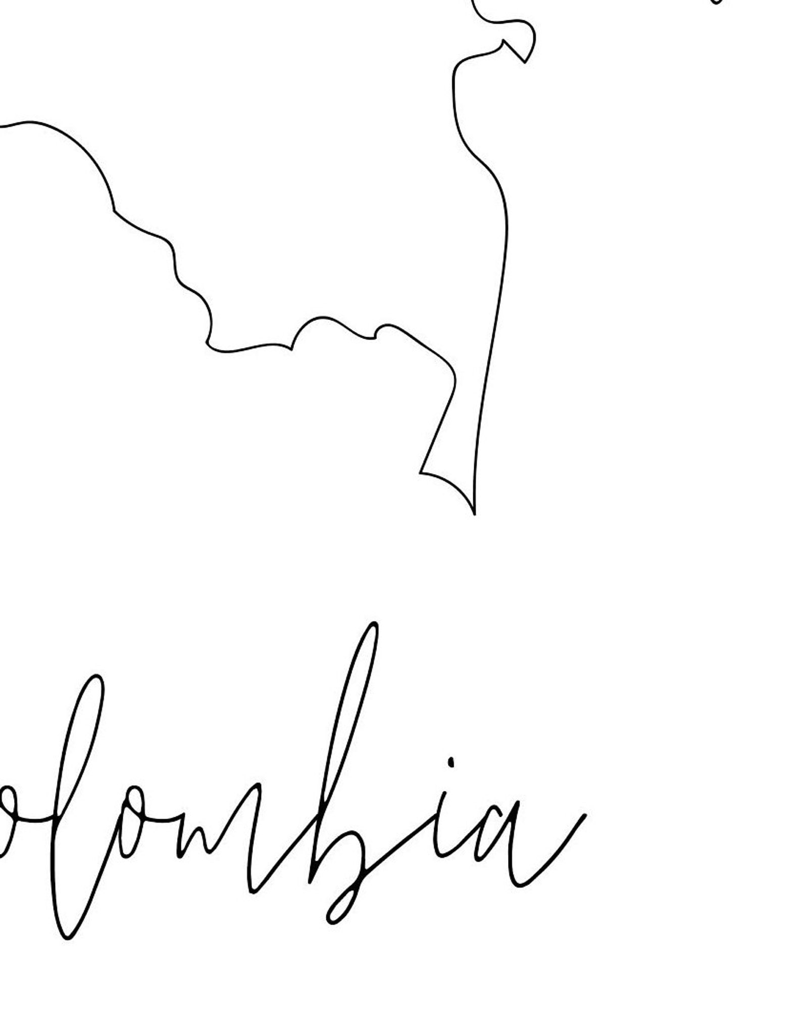 Colombia Map Line Art Digital Printable, Instant Download Print ...