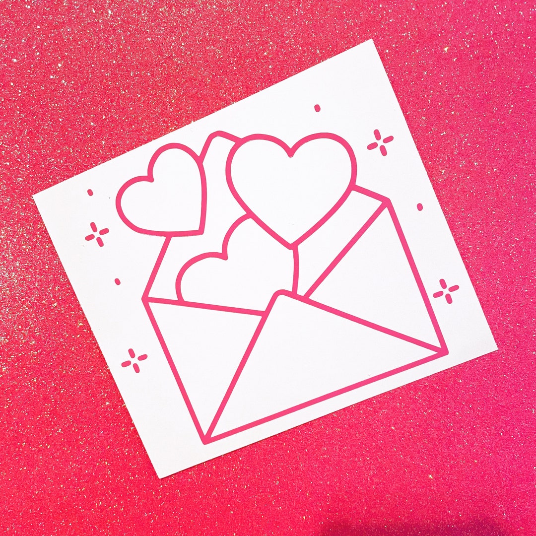 Love Letter Heart Envelope Cute Kawaii Love Core Pink Girly Vinyl Car ...
