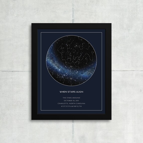 Custom Star Map White Star Map Poster the REAL Night Sky | Etsy
