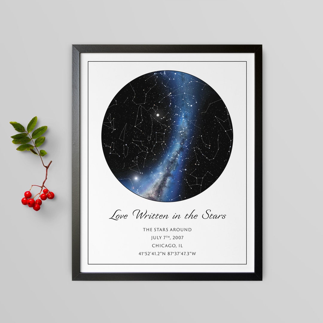 Custom Star Map, Realistic Constellation Poster, Night Sky Map ...