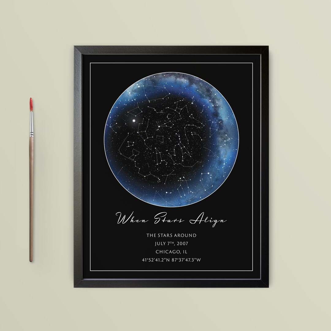 Custom Star Map Digital Poster REAL Night Sky Custom Star Poster ...