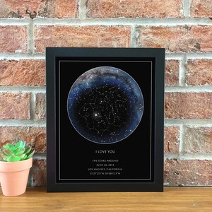 Custom Star Map White Star Map Poster the REAL Night Sky Constellation ...