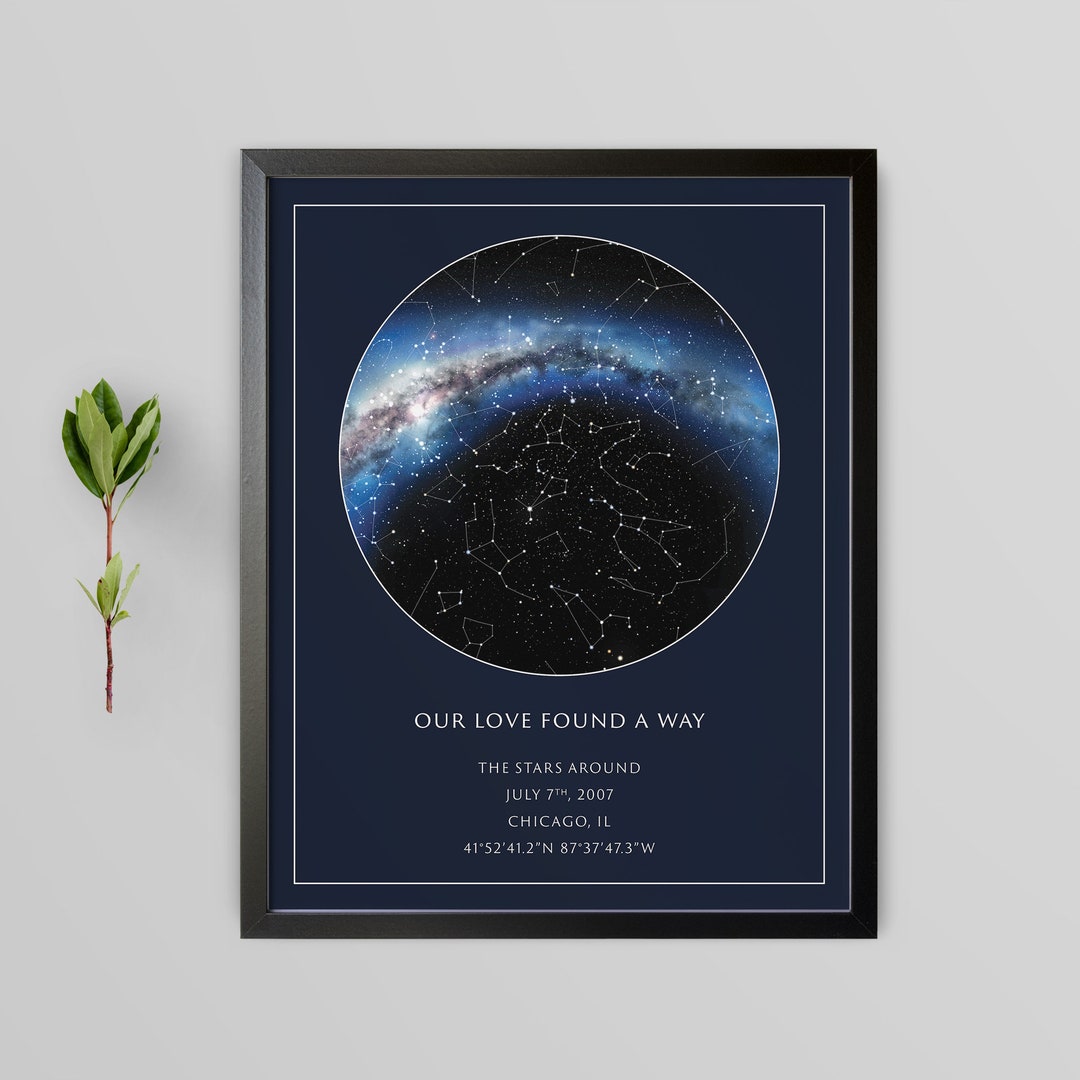 Customized Star Poster, Realistic Night Sky Map, Personalized Star Map ...