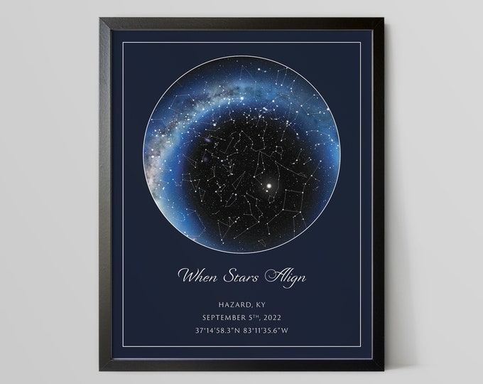 Custom Star Map, Realistic Night Sky Map, Custom Star Poster ...