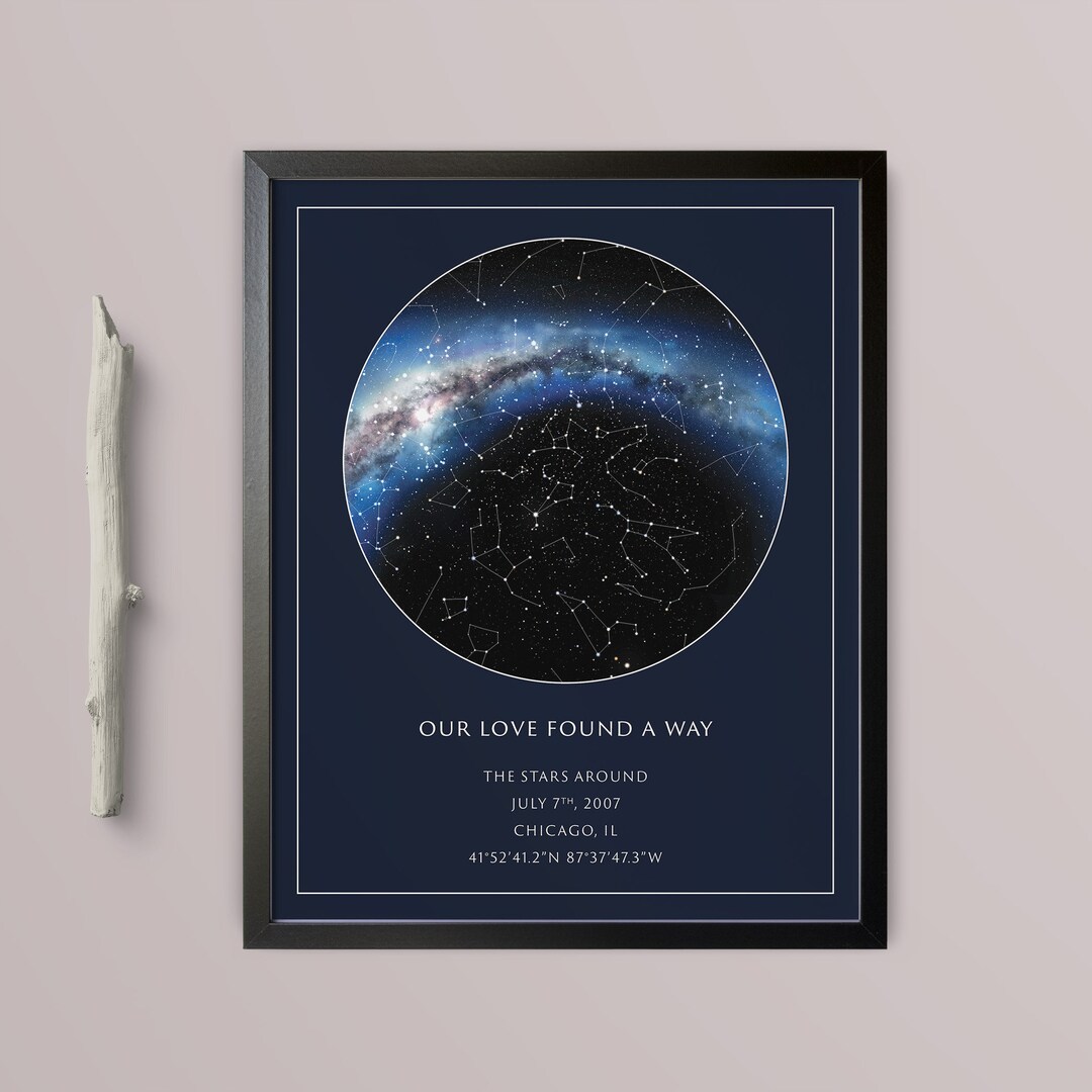 Custom Star Map White Star Map Poster the REAL Night Sky Constellation ...