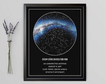 Custom Star Map Framed Poster REAL Night Sky Custom Star Poster ...
