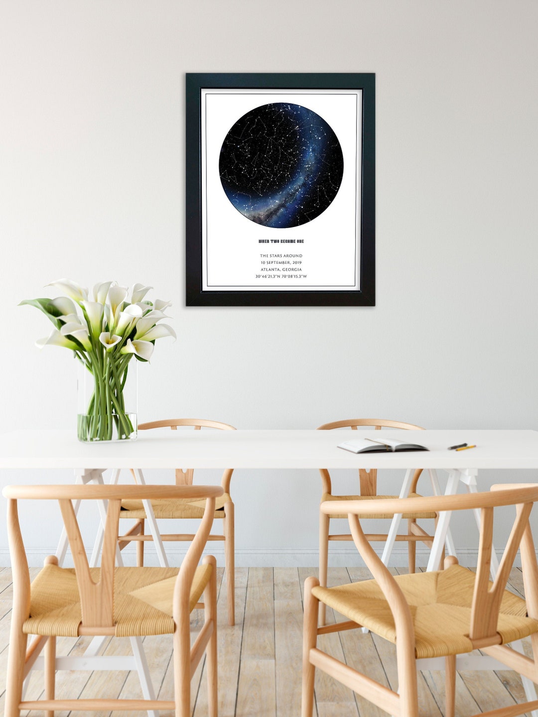 Custom Star Map White Star Map Poster the REAL Night Sky - Etsy