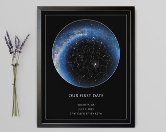 Custom Star Map Framed Poster REAL Night Sky Custom Star Poster ...