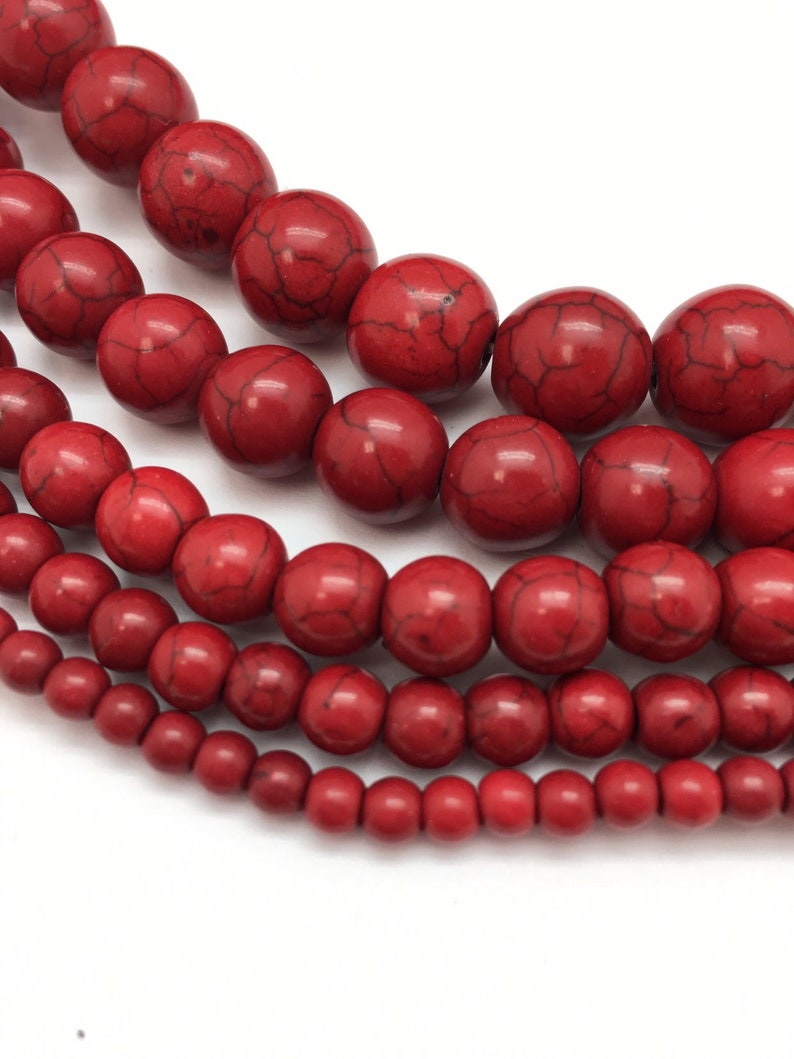 Red beads Red Howlite Beads 4mm 6mm 8mm 10mm 12mm | Etsy
