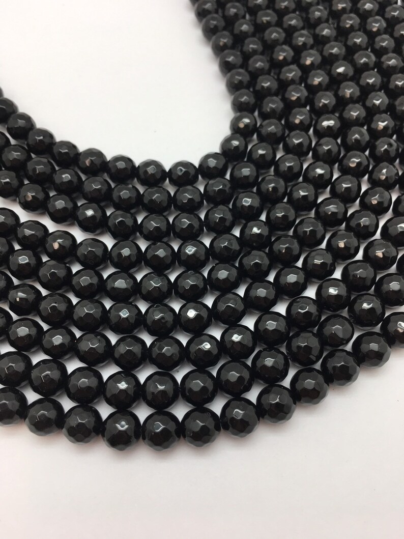 Black Onyx Faceted Cut Natural Gemstone 6mm 8mm 10mm 12mm - Etsy