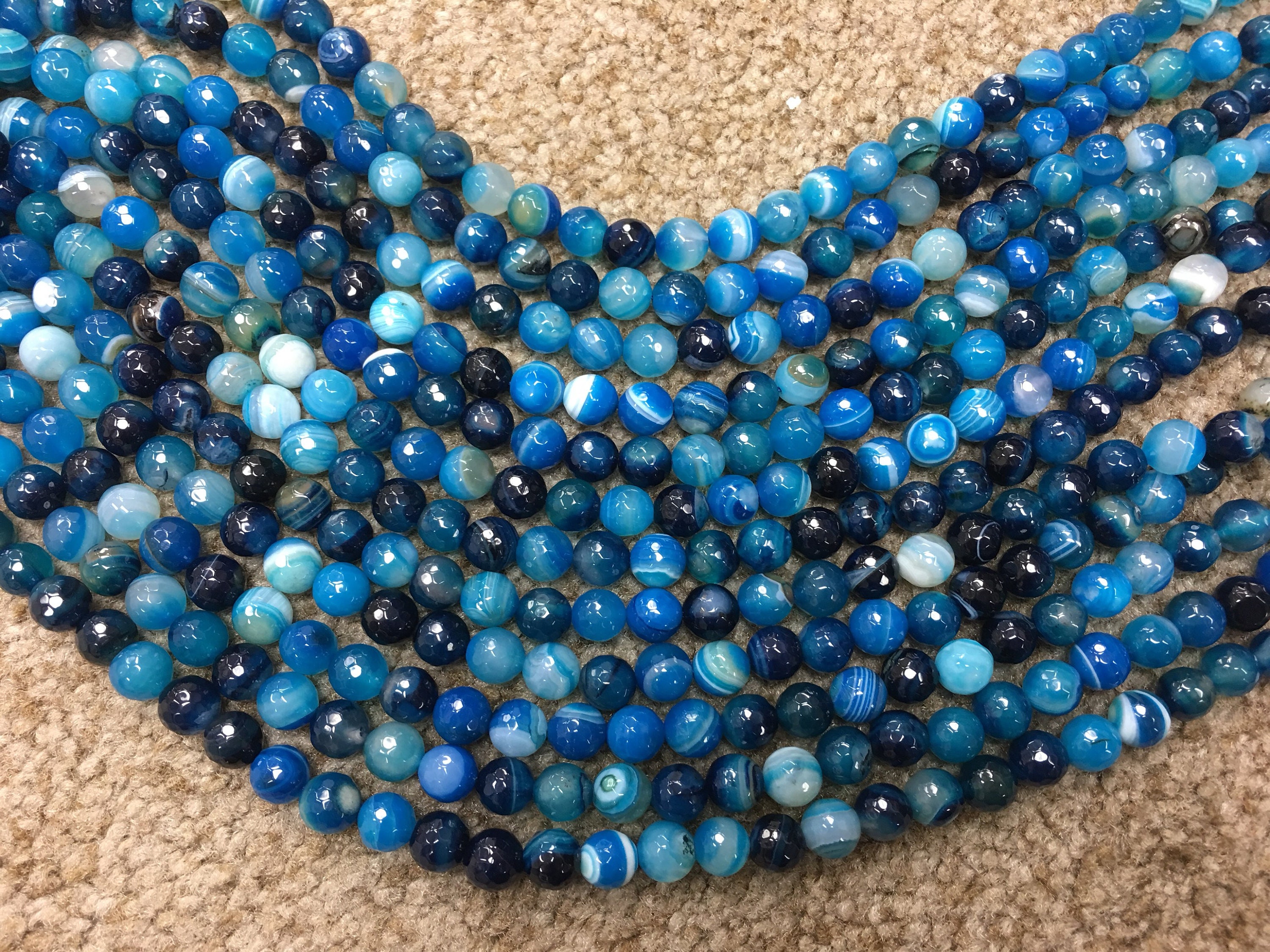 Ocean Blue Shiny Facet Cut Agate Beads 10mm. DIY Mala Beads - Etsy