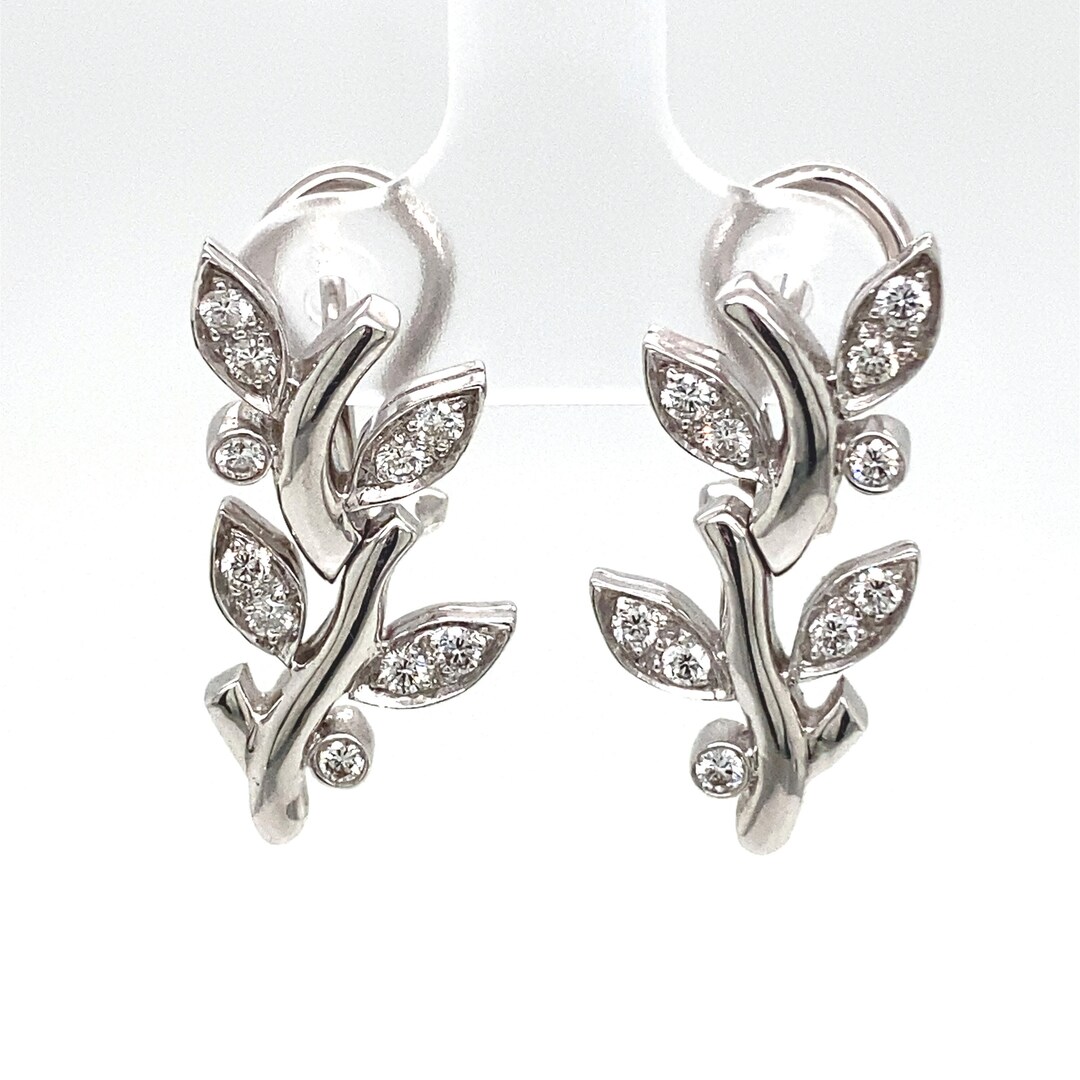 Martin Flyer Vintage 18k White Gold Diamond Branch Earrings - Etsy