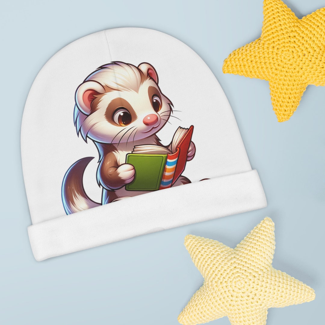 Cute Ferret Reading A Book Gift Ideas for Babies Baby Beanie AOP - Etsy