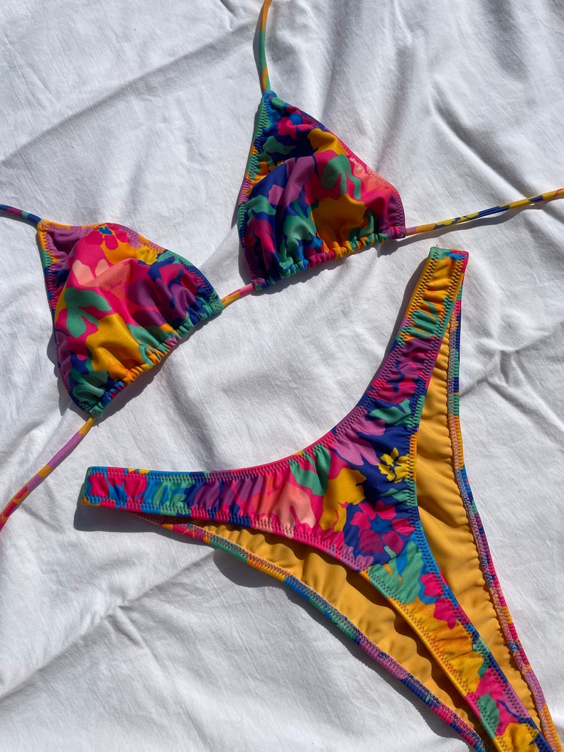 Deadstock Vintage Inspired Bikini Thong Style Retro Floral Etsy