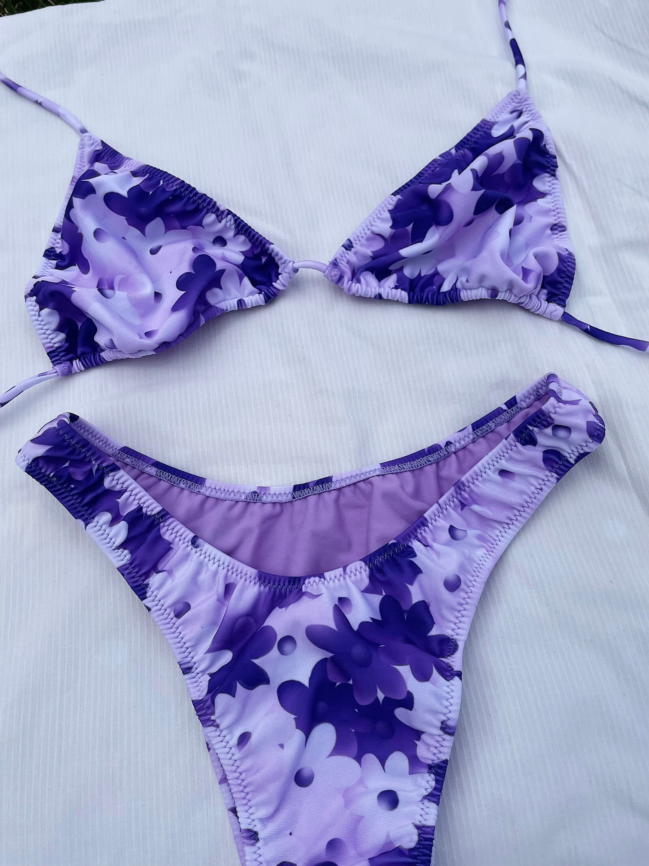 Swimwear Women's Clothing Clothing Purple with Floral Sash Bathing Suit ...