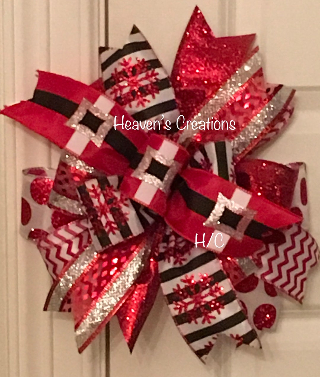 X-large Sparkle Christmas Santa Bow - Etsy