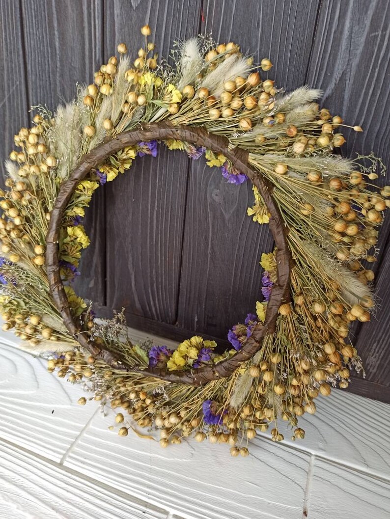 Dried Flower Wreath Rustic Flower Wreath Boho Flower Wreath - Etsy