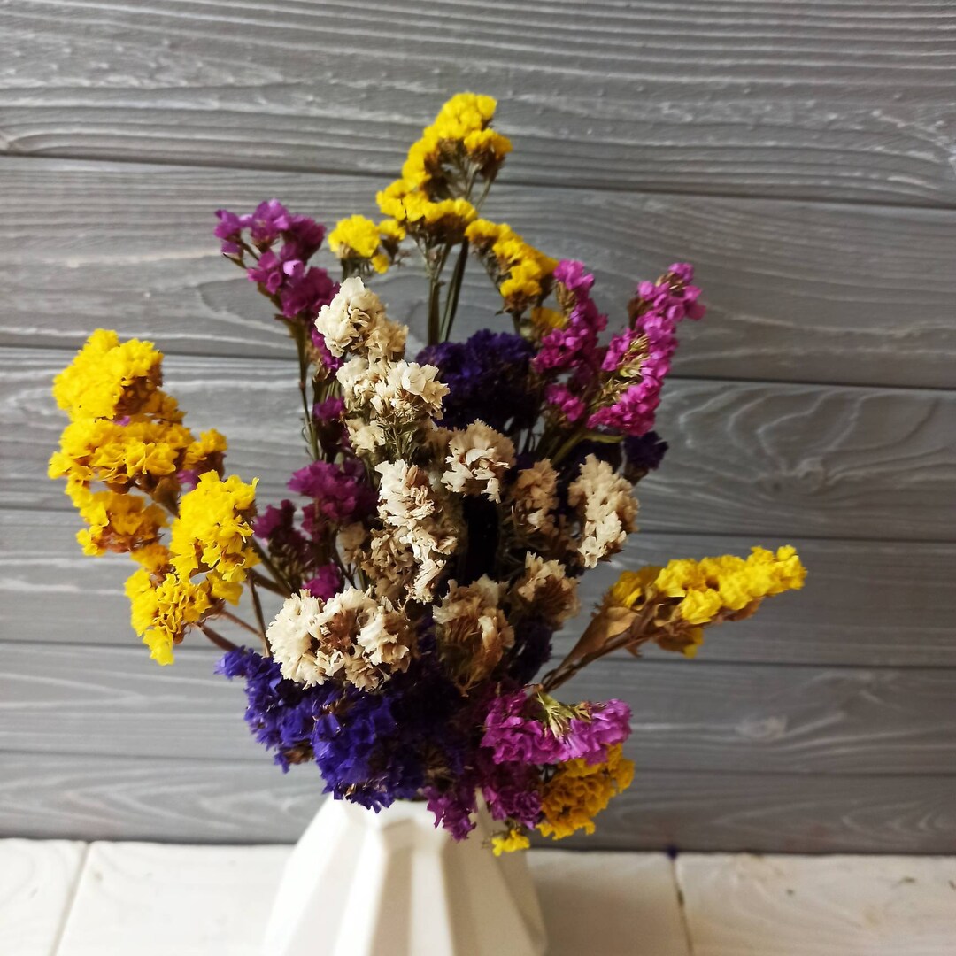 Rustic Dried Statice Flower Bouquet, Colorful Home Decor - Etsy