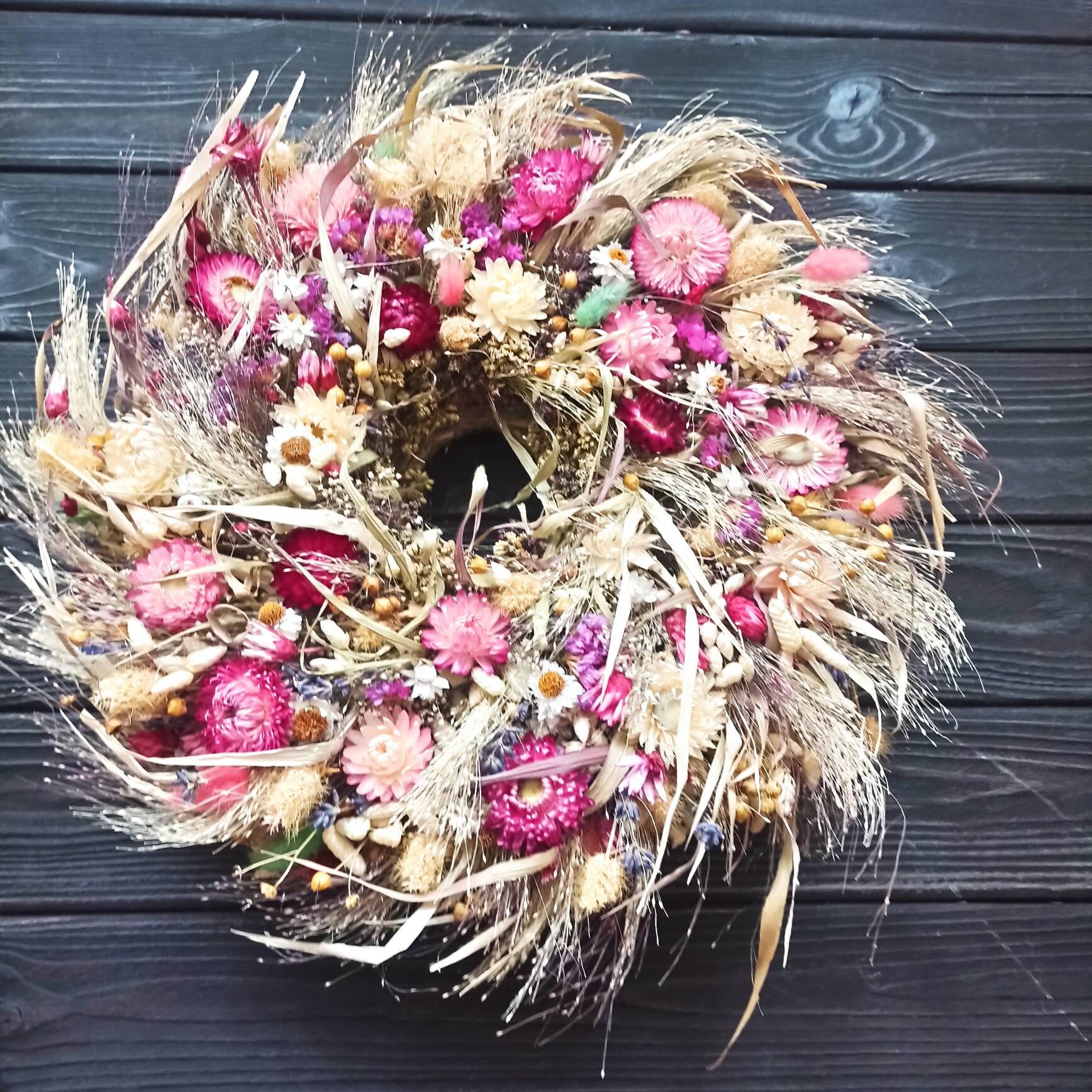 Dried Flower Rustic Wreath Rustic Flower Wreath Boho Flower - Etsy