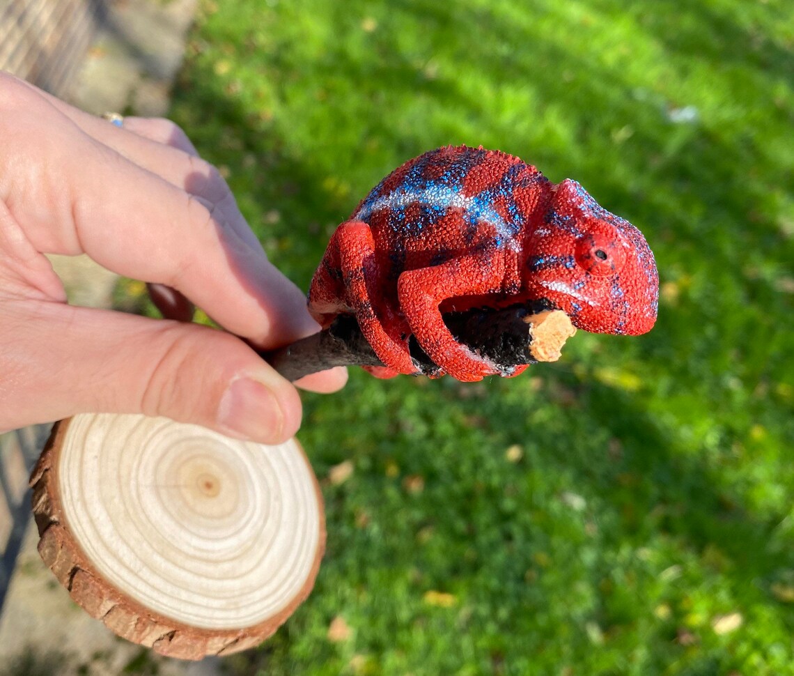Chameleon Figurine - Realistic Red Colour, 10 Cm Length - Etsy UK