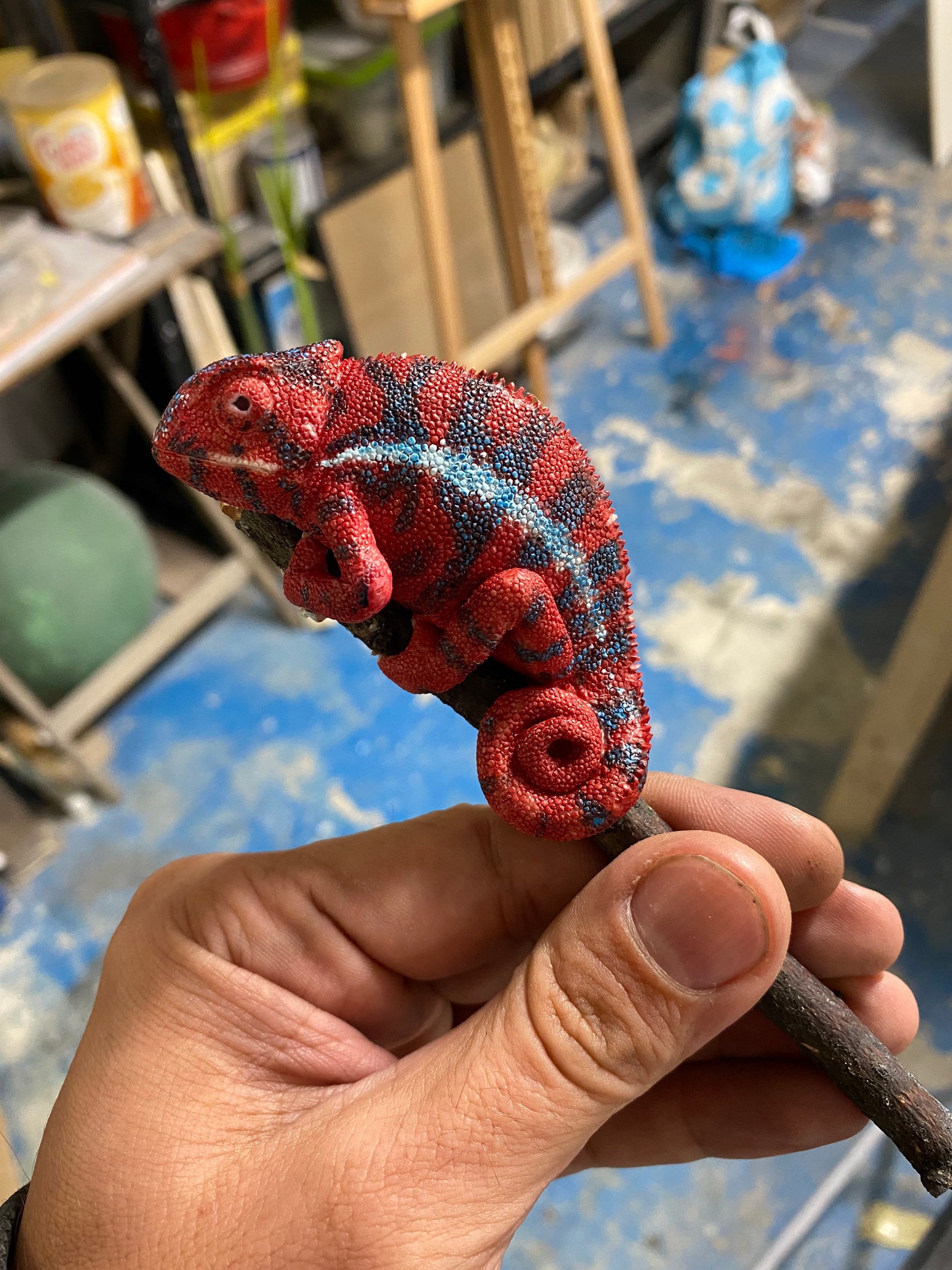 Chameleon Figurine Realistic Red Colour 10 Cm Length | Etsy UK