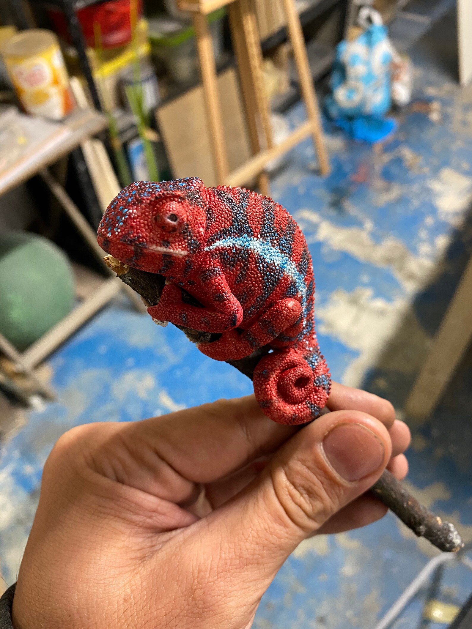 Chameleon Figurine Realistic Red Colour 10 Cm Length | Etsy UK