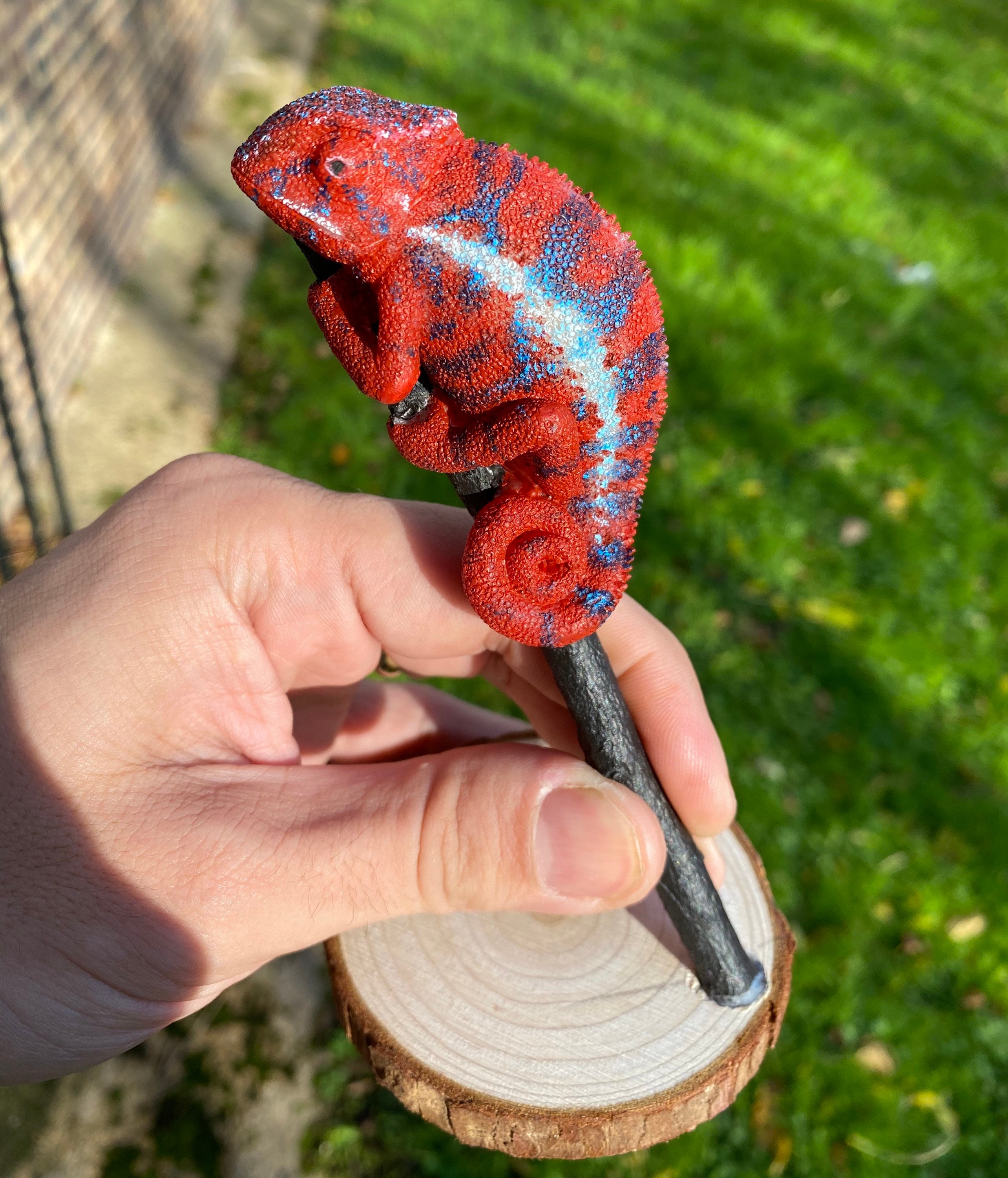 Chameleon Figurine Realistic Red Colour 10 Cm Length | Etsy UK
