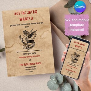 Editable Invitation TTRPG Dungeons and Dragons Invite, Instant Download ...