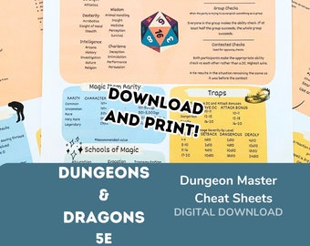 Printable Dungeons & Dragons DM Screen Inserts for 5e DIGITAL DOWNLOAD - Etsy