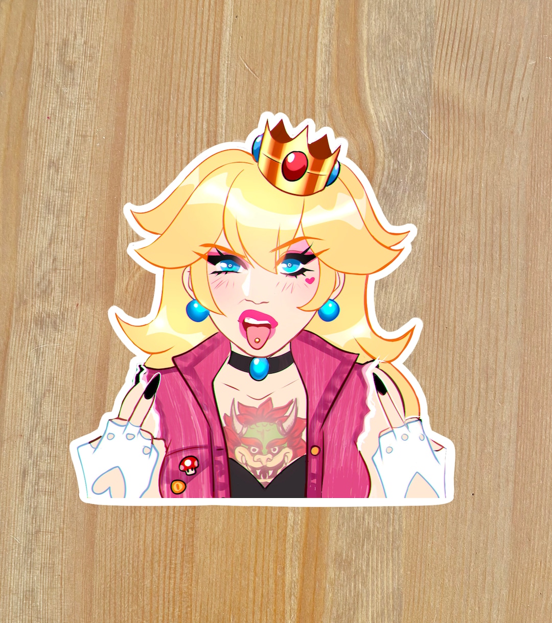 Punk Mario Mushroom Princess Girl Power Cute Aesthetic Vinyl Sticker ...
