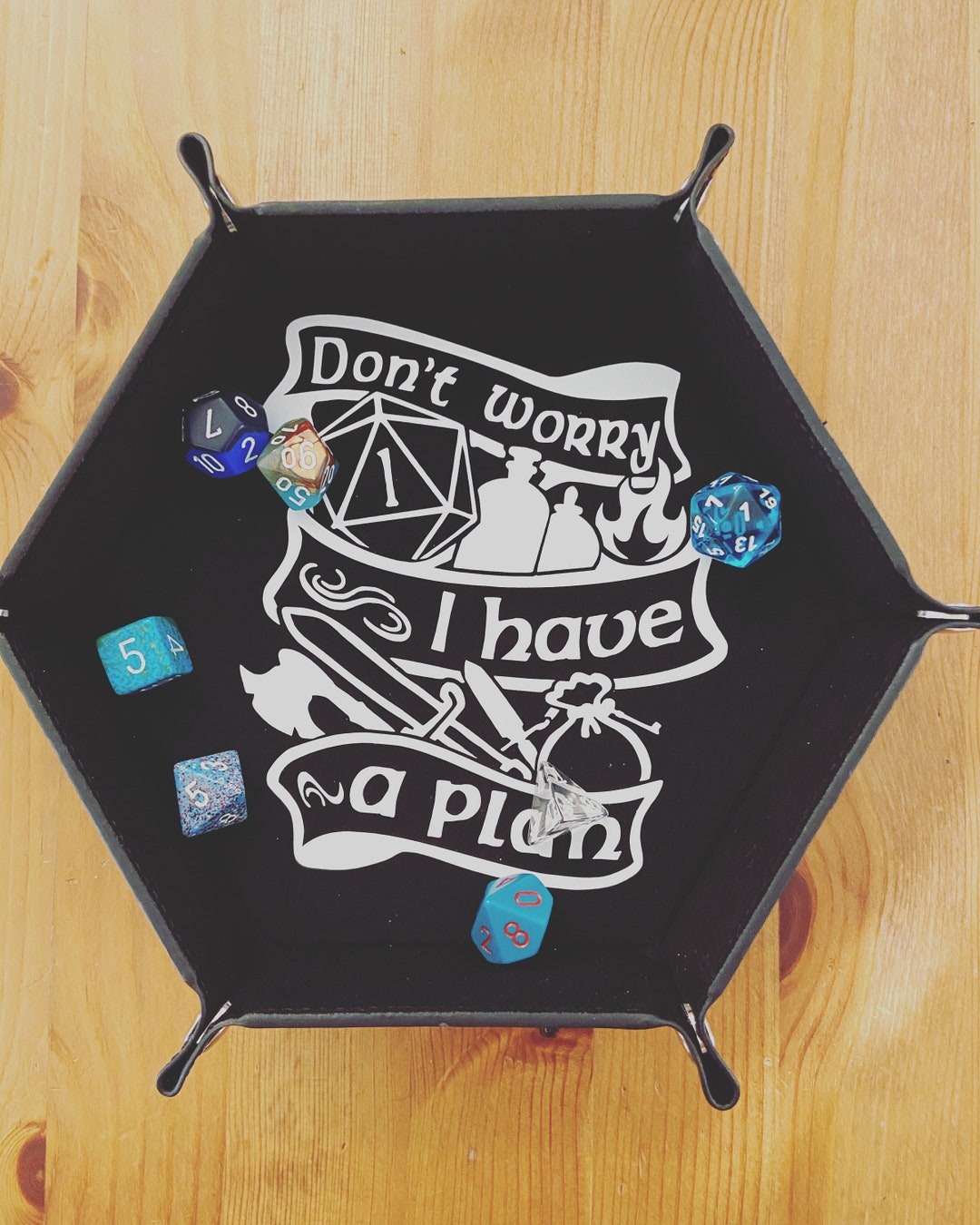 Dnd Dice Tray, Collapsible Funny Gaming Tray, Velvet Foldable Hexagonal ...