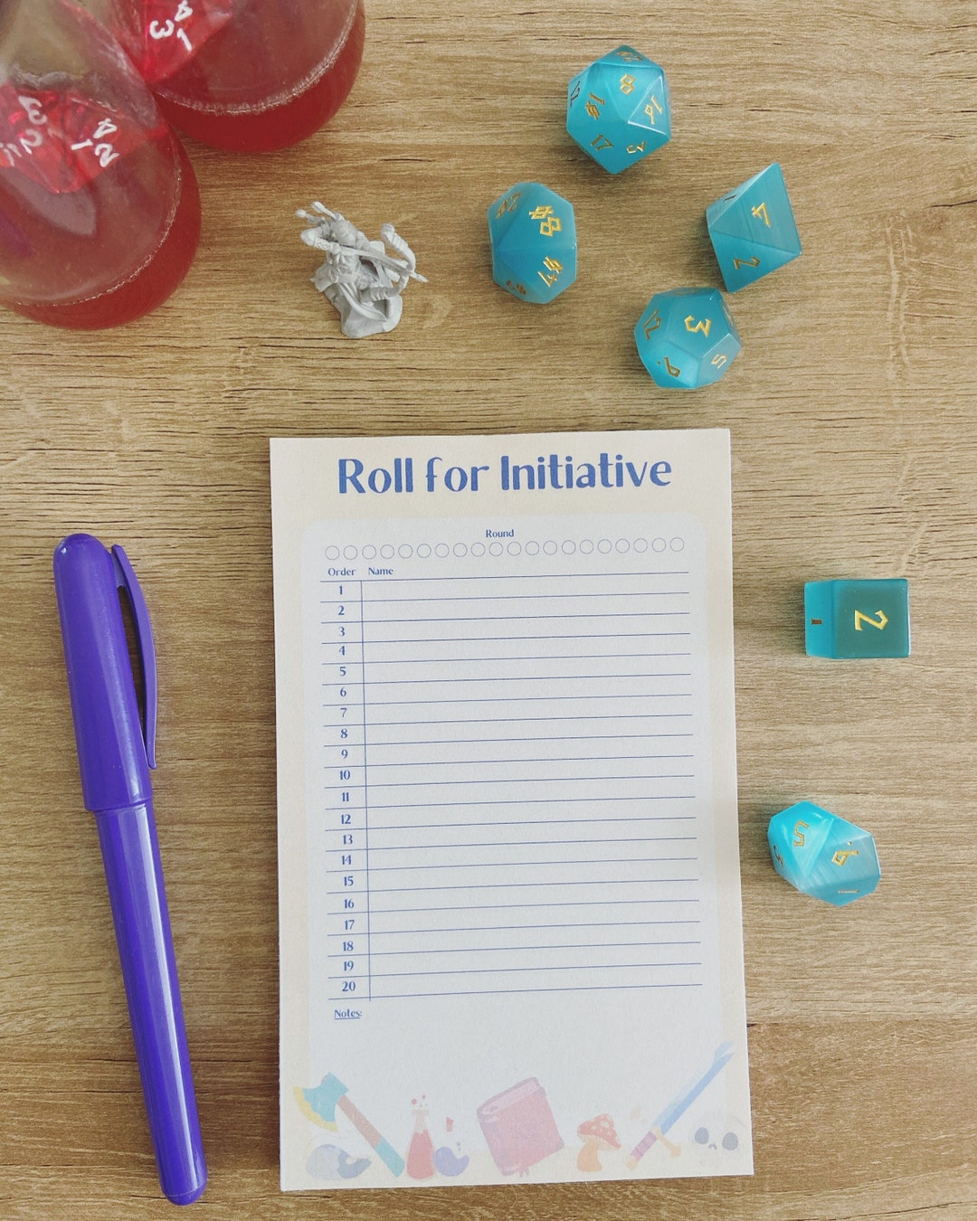 Initiative Tracker Memo Pad, Dungeons and Dragons Stationery, TTRPG ...