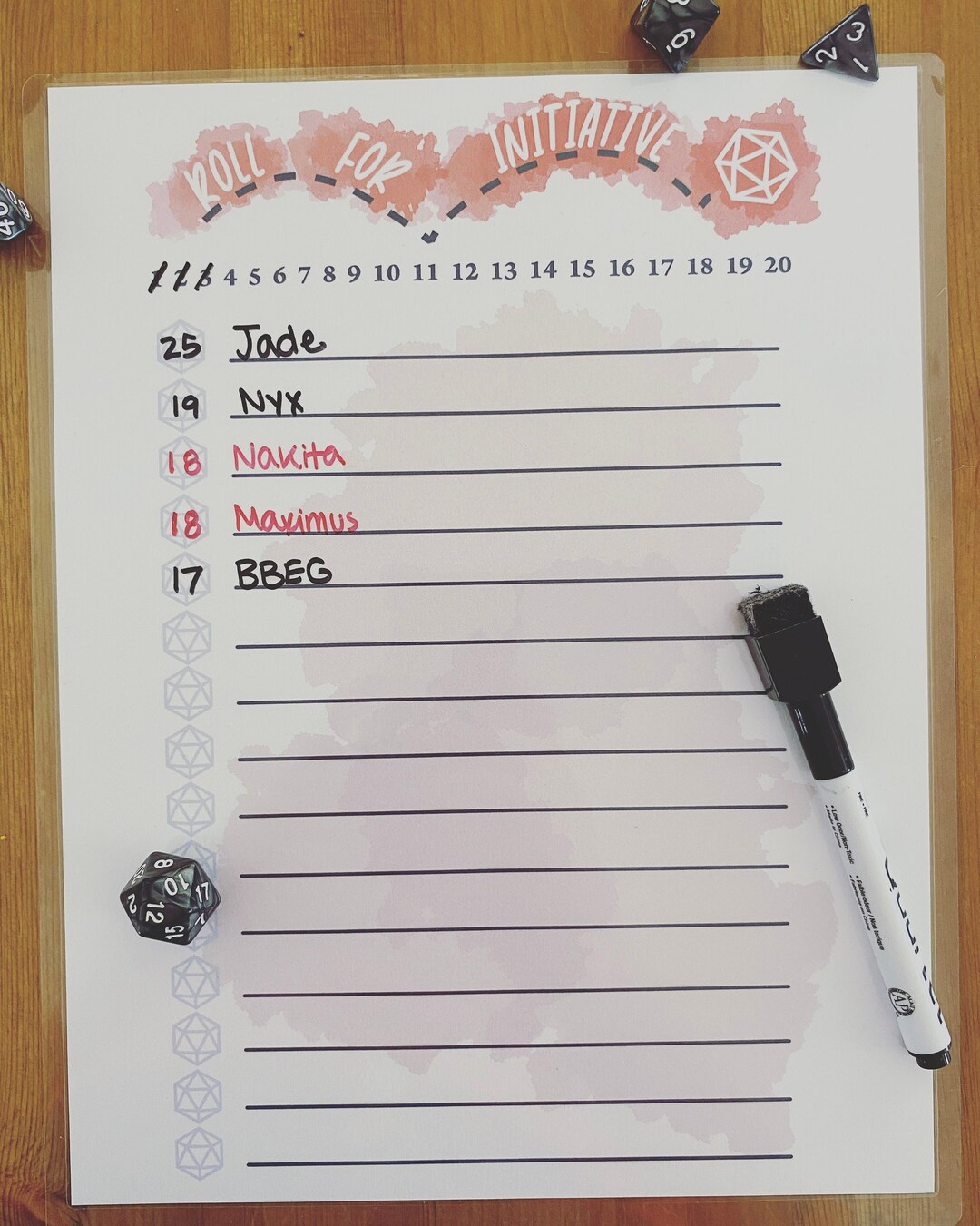 Printable Dungeons and Dragons Initiative Sheet, Dnd5e, Pathfinder ...