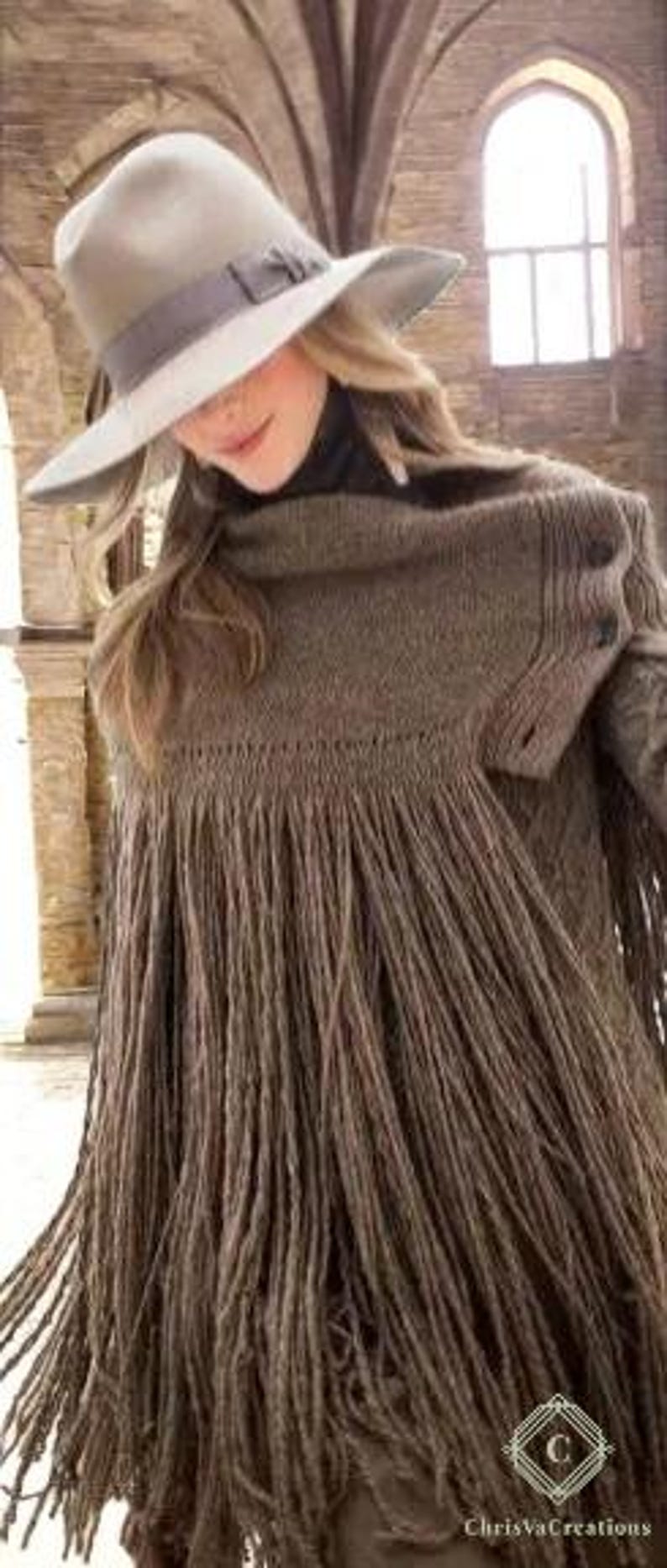 Wool Poncho With Long Fringe & Side Buttons - Boho Chic Winter Style - Etsy