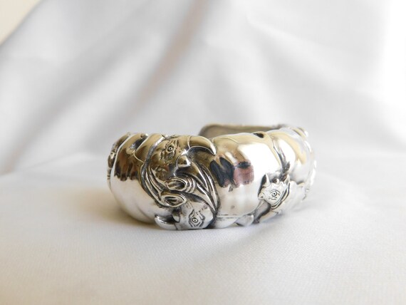 Sterling Silver Rhinoceros Cuff Vintage 925 Cuff Brac… - Gem