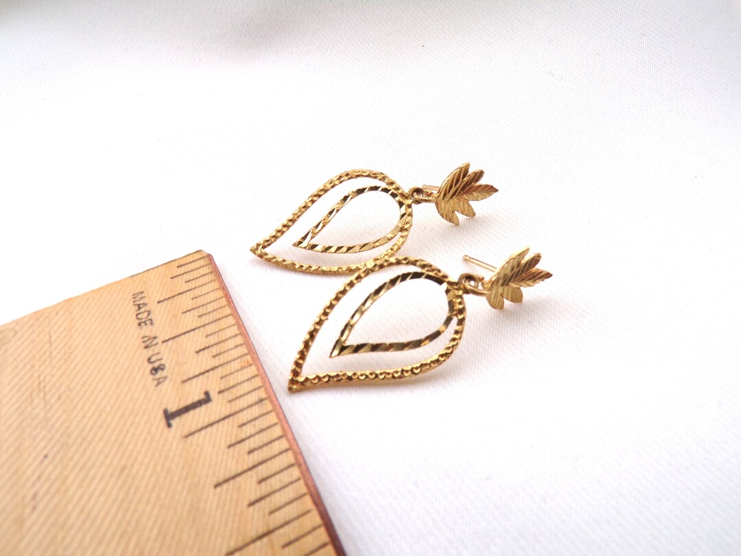 Vintage 14k Solid Gold Earrings, Drop Earrings T11 - Etsy