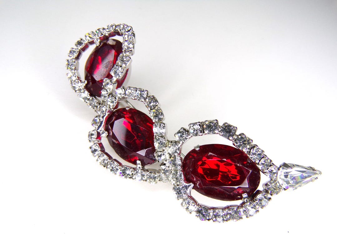 Kramer of New York Signed Ruby Red Brooch T14 - Etsy