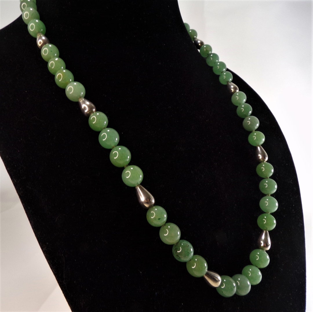 Beautiful Nephrite Jade Necklace and Sterling Silver T8 - Etsy