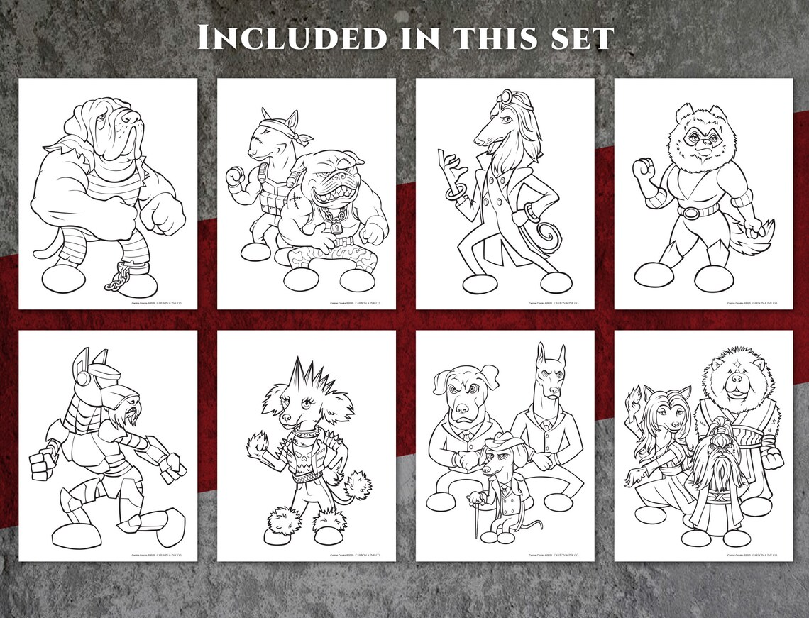 Canine Crooks Cartoon Coloring Pages - Etsy