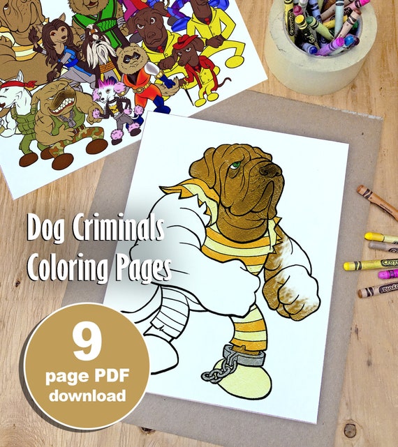 Canine Crooks Cartoon Coloring Pages - Etsy Australia