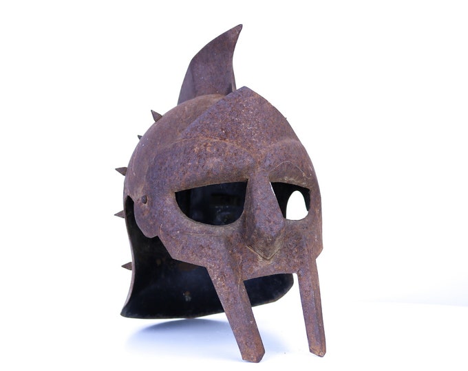 Vintage Metal Gladiator Helmet Fullsize Antique Old Rusted Spartan ...